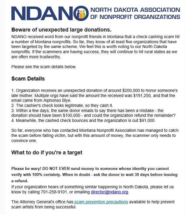 Beware of Unexpected Large Donations
